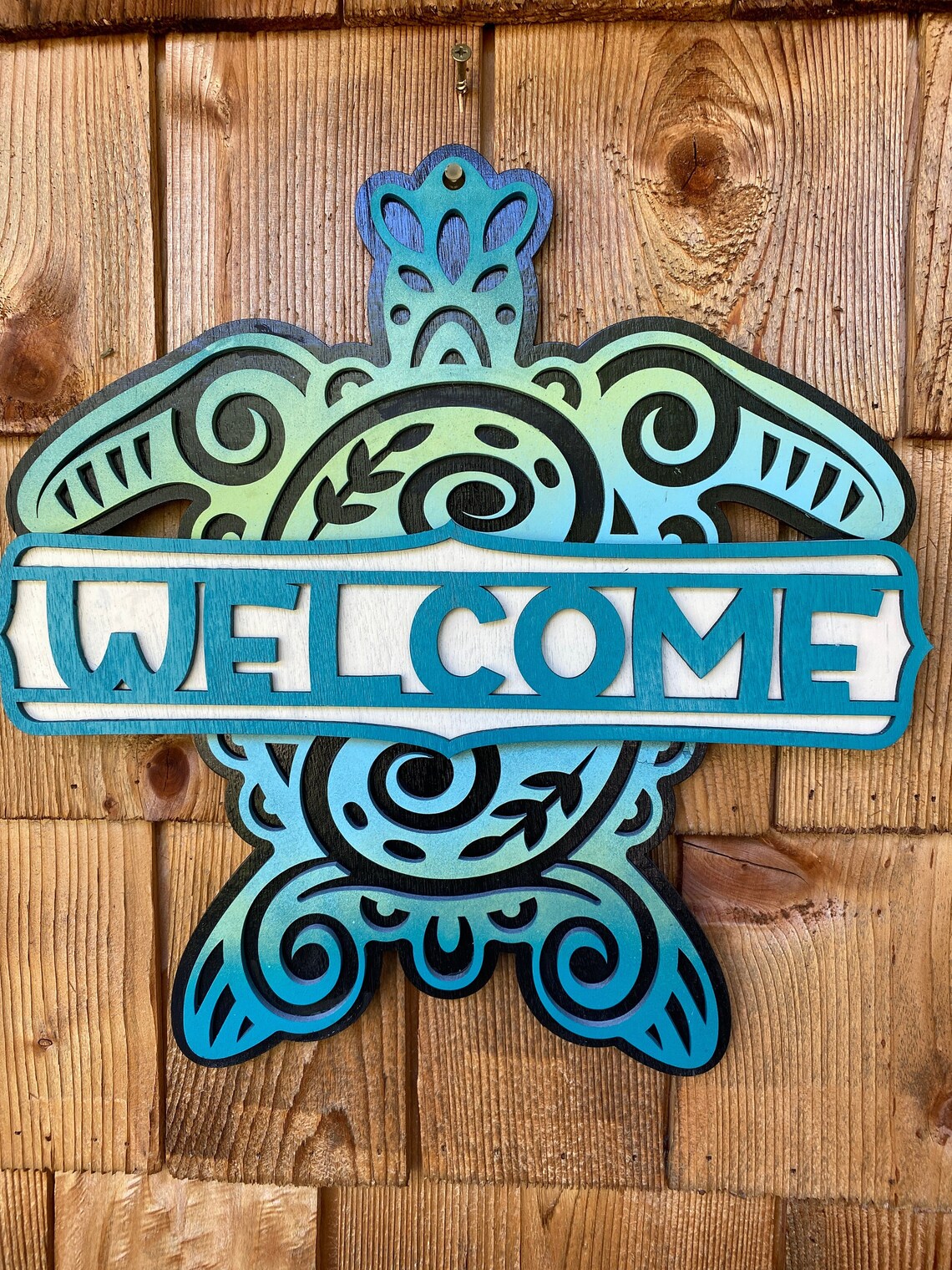 Sea Turtle, Turtle, Ocean Themed Welcome Sign, Beach Theme Round Door ...