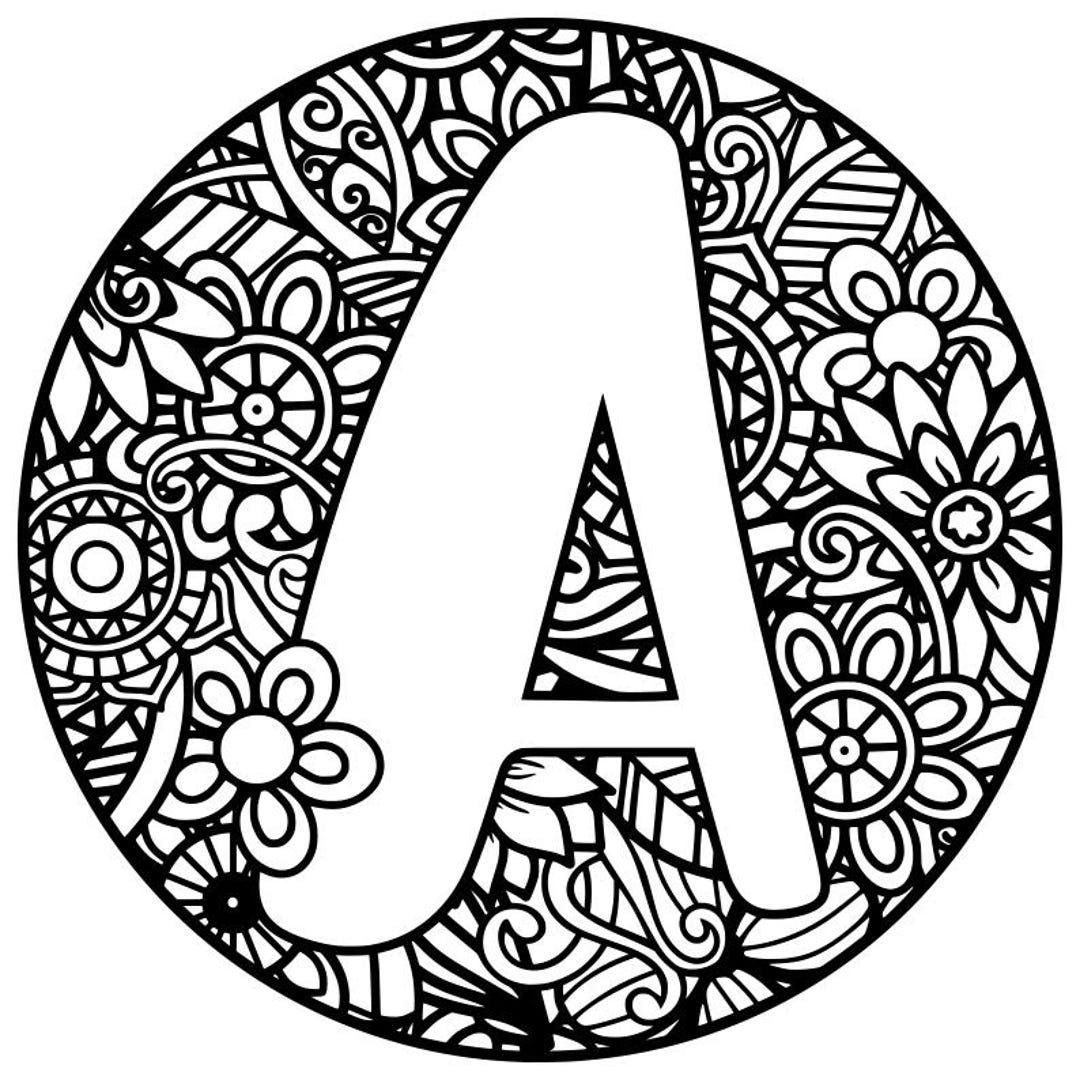 Alphabet Mandala Letters Printable for Colouring - Etsy