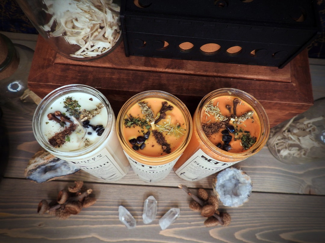 Samhain 7 Day Ritual Glass Prayer Candle Herb Dressed Candles Wiccan ...