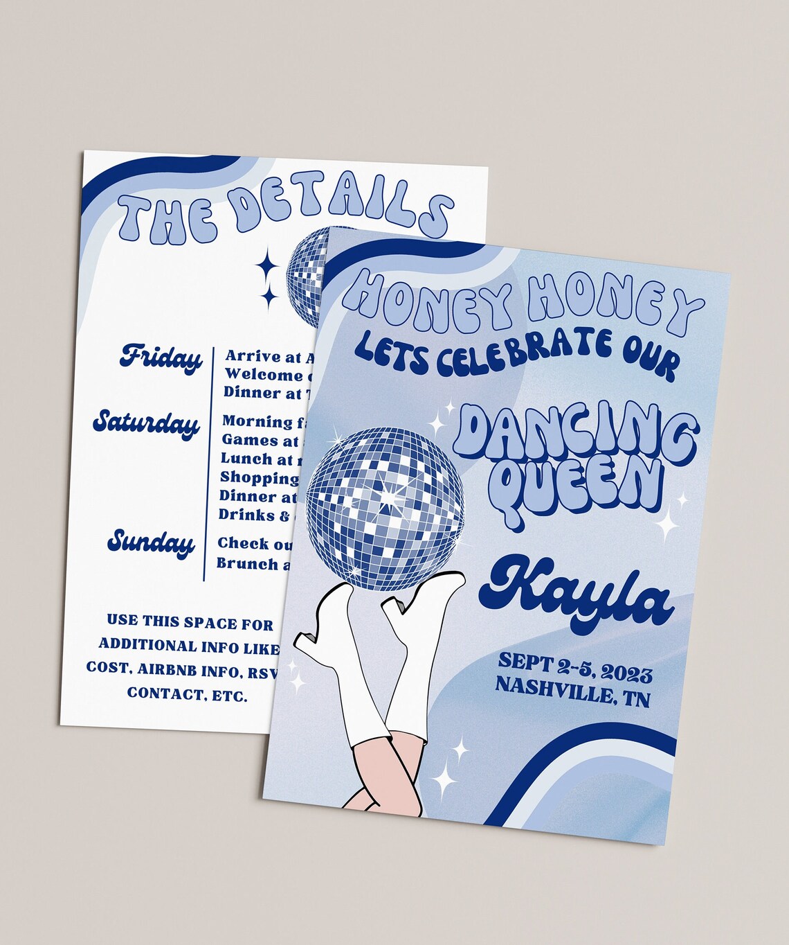 Mamma Mia Bachelorette Invitation, Dancing Queen Theme, Last Disco ...