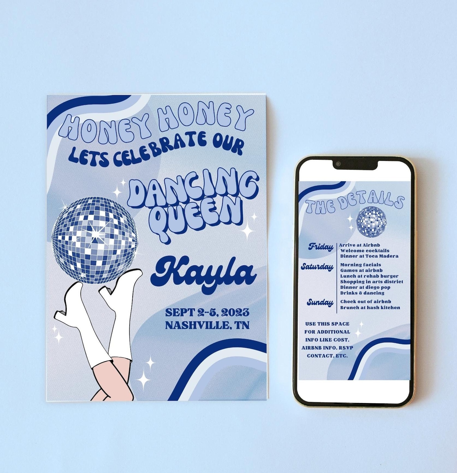 Mamma Mia Bachelorette Invitation, Dancing Queen Theme, Bride's Last ...