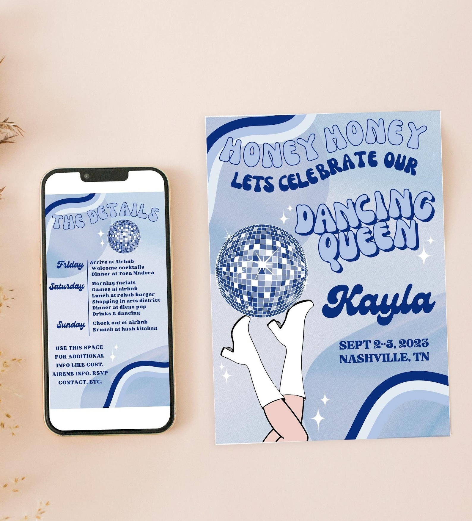 Mamma Mia Bachelorette Invitation, Dancing Queen Theme, Bride's Last ...