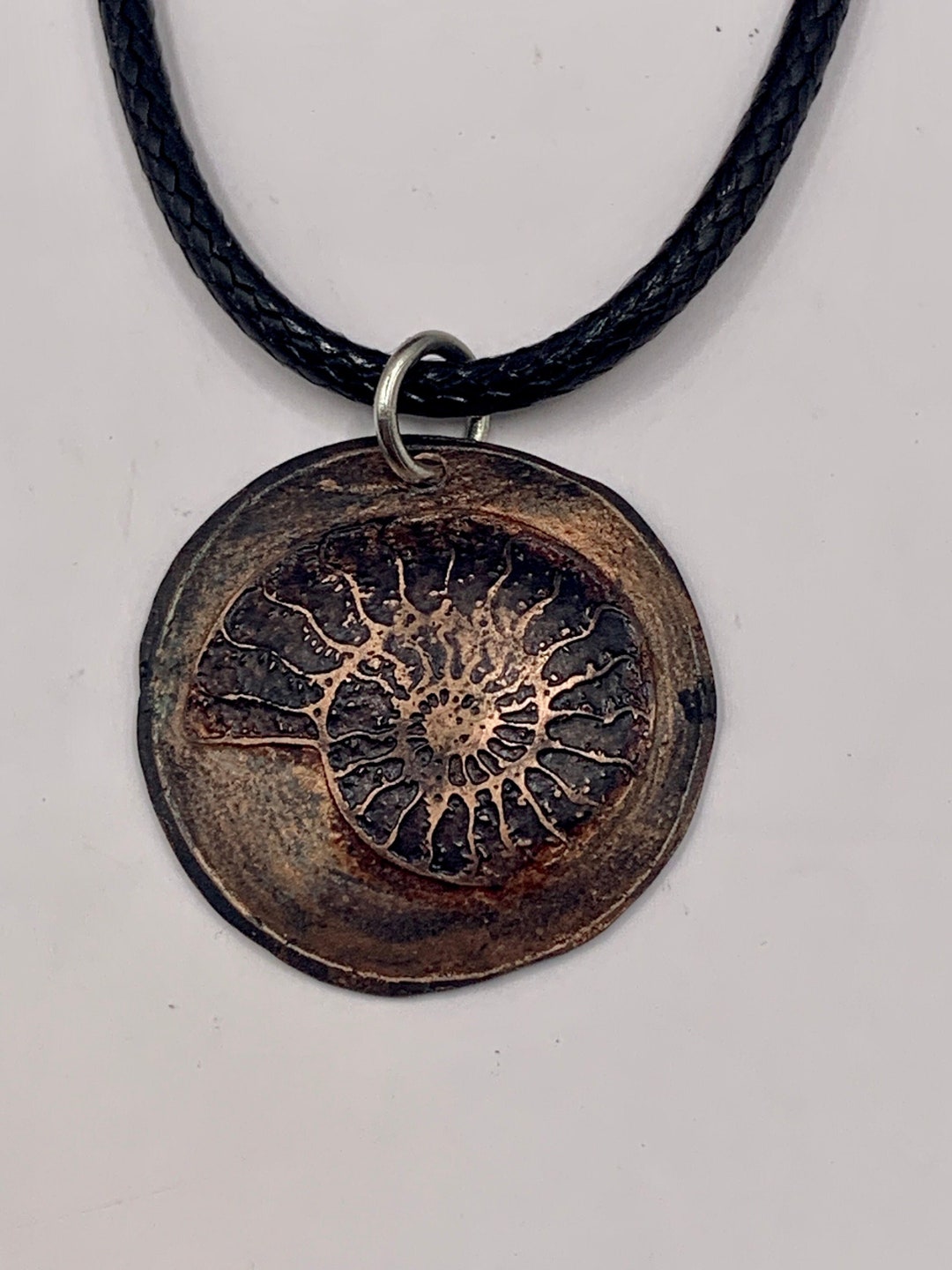 Painted Nautilus Shell Imprint Copper Pendant Fossil Images - Etsy