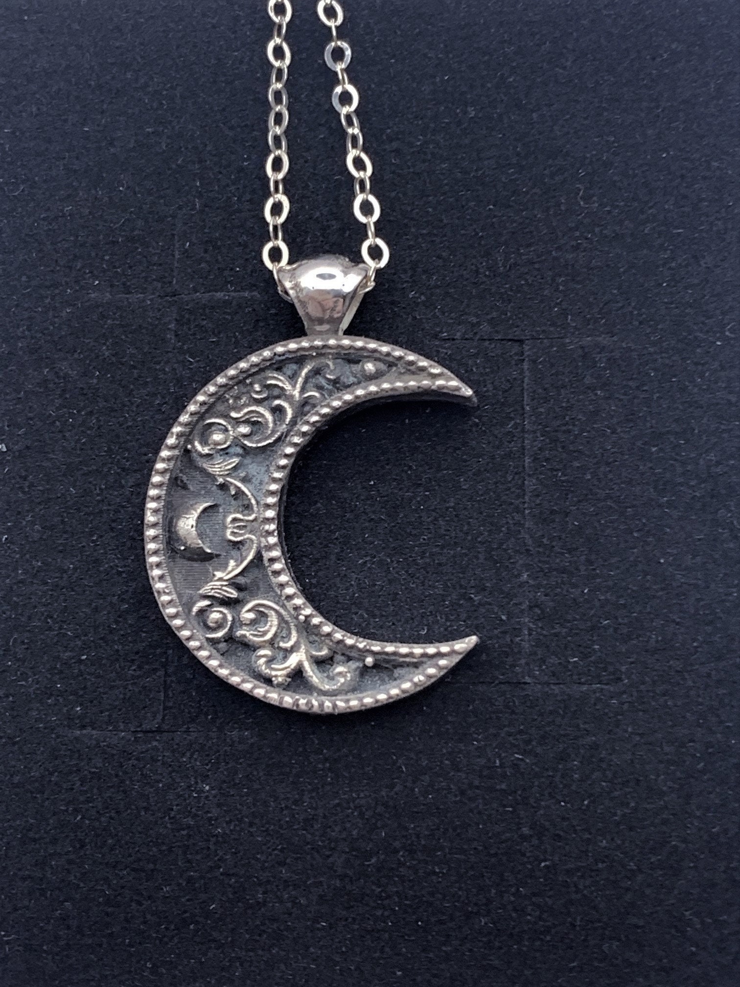 Sterling Silver Moon Pendant Simple Necklace Witchy and - Etsy