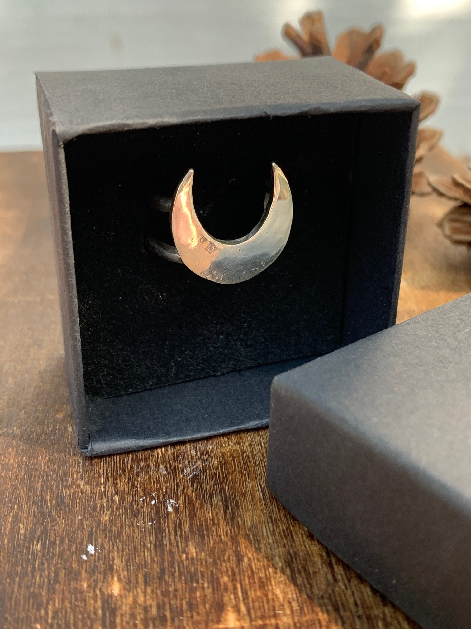 Sterling Silver Crescent Moon Double Band Ring, No Stone Simple ...