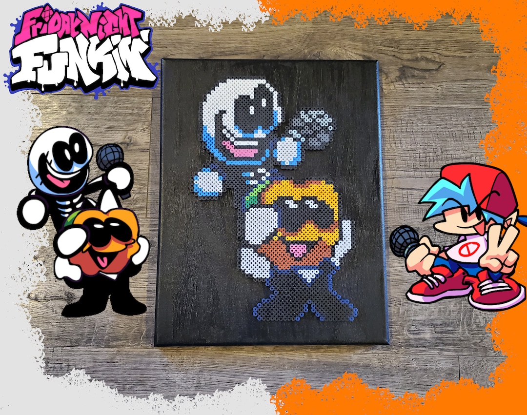 Friday Night Funkin' Spooky Month Pixel Art Canvas Sr Pelo Skid and ...