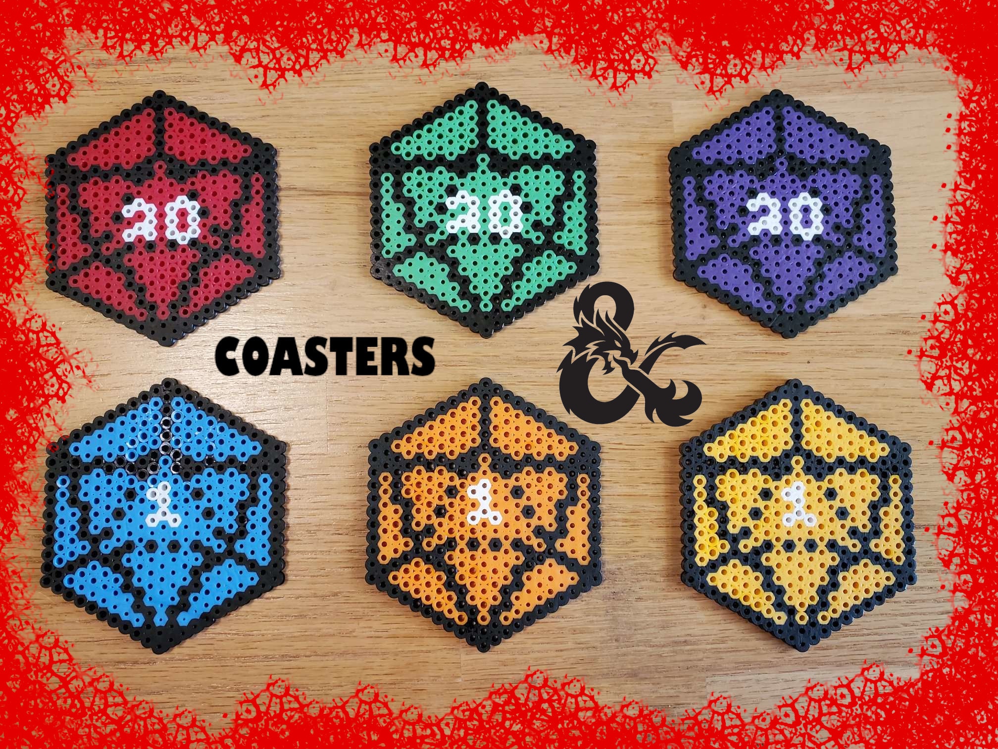 Dnd D20 Coaster Dungeons and Dragons Perler Bead Movie Cup Holder - Etsy