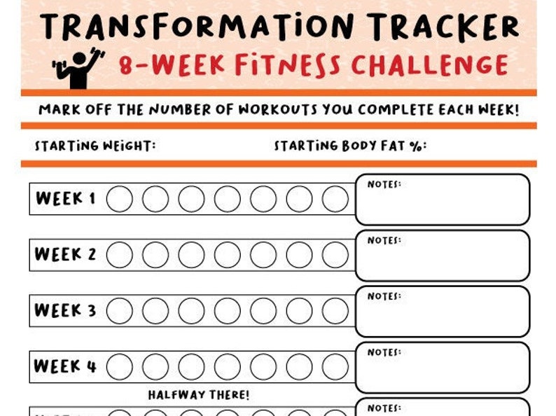 Transformation Challenge for Use at Gym | Fitness Tracker - Etsy
