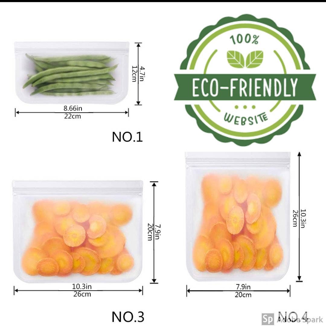 6pcs Reusable Storage Bags, Zip Lock Leakproof Container Bag,reusable ...