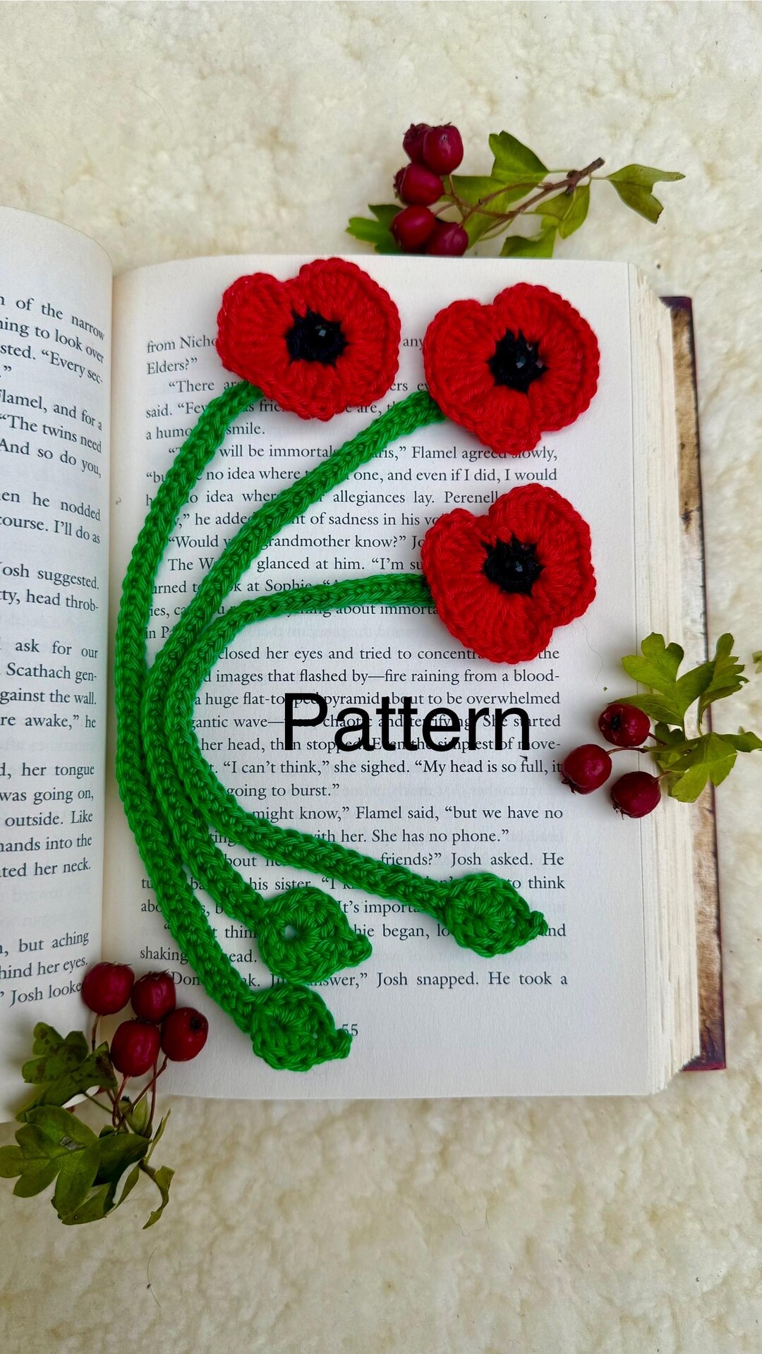 Crochet Poppy Flower Bookmark Pattern PDF Poppy Applique Tutorial ...