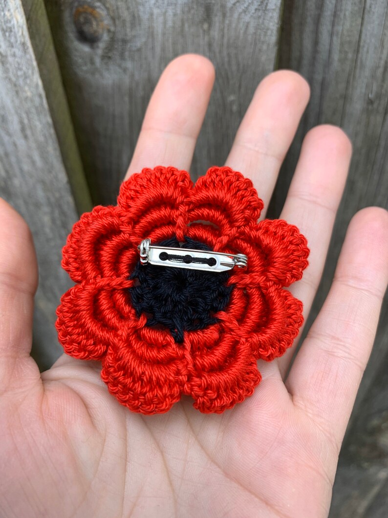 Poppy Pattern Remembrance Day Crochet Poppy Brooch Applique - Etsy