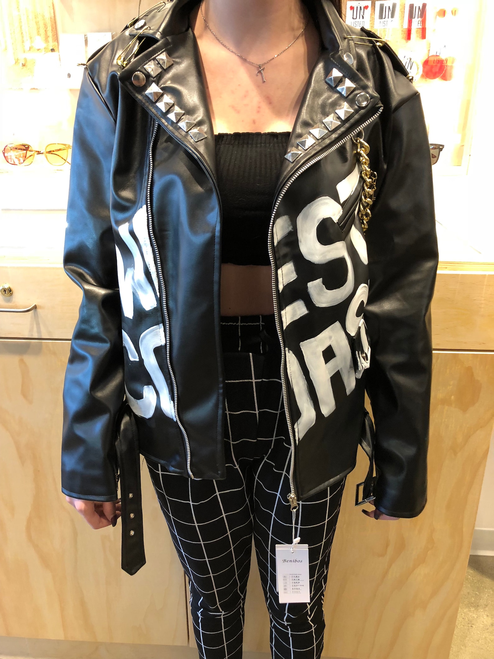 Custom Hand Painted Studded Leather Jacket, Punk, Classic - Etsy