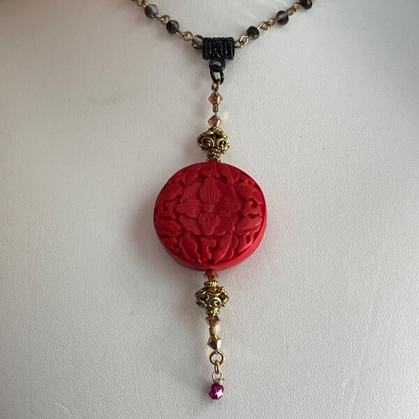 Cinnabar Pendant - Etsy