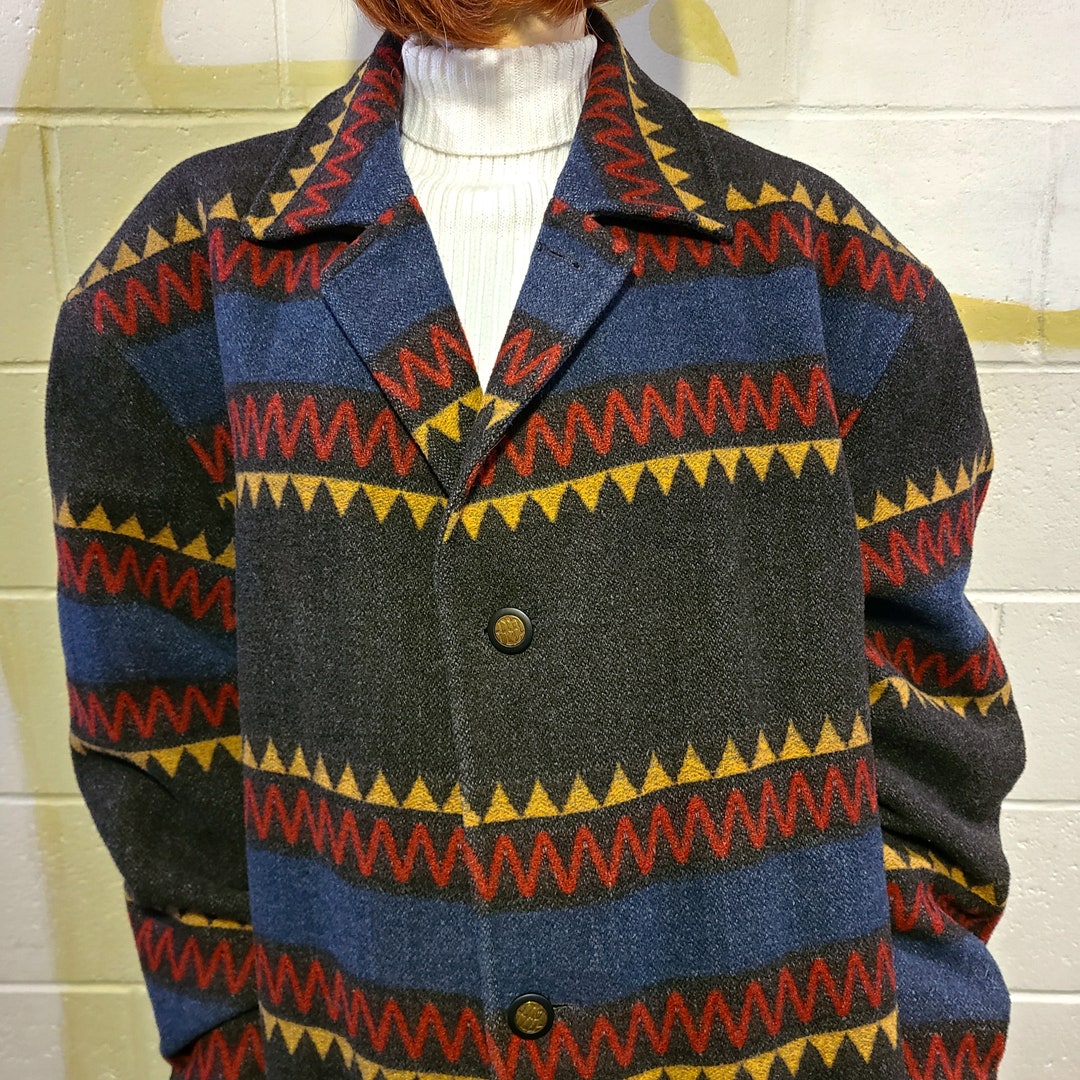 Quilted Lining, WOOL, Native American Blanket Coat/jacket, Sarape ...