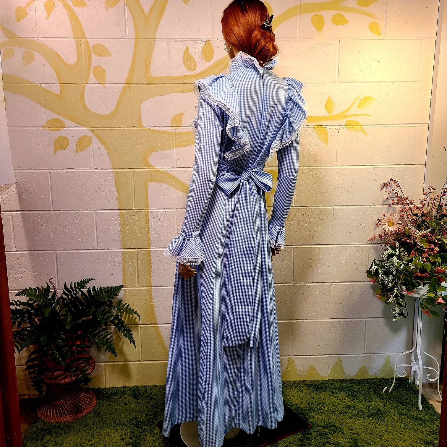 VTG Victorian Pinafore Maxi Dress Gunne Sax 70s Era Blue & | Etsy