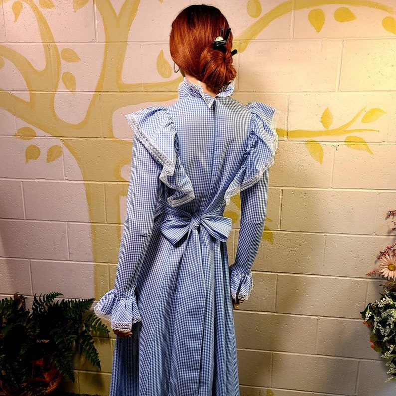 VTG Victorian Pinafore Maxi Dress Gunne Sax 70s Era Blue & | Etsy