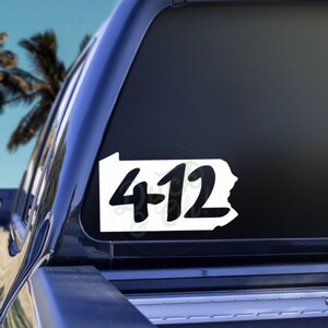 Area Code 412 Car Decal 412 Sticker Pittsburgh Sticker Pittsburgh Decal ...