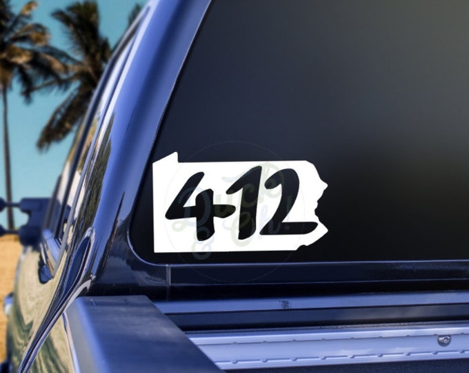 Area Code 412 Car Decal 412 Sticker Pittsburgh Sticker Pittsburgh Decal ...