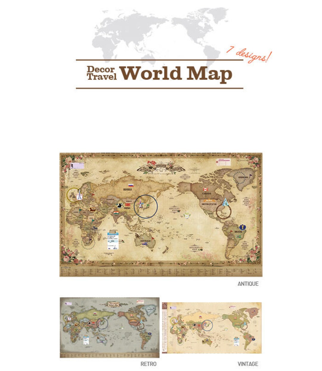 Deco Travel World Map Home Essential Gift - NEW - Etsy