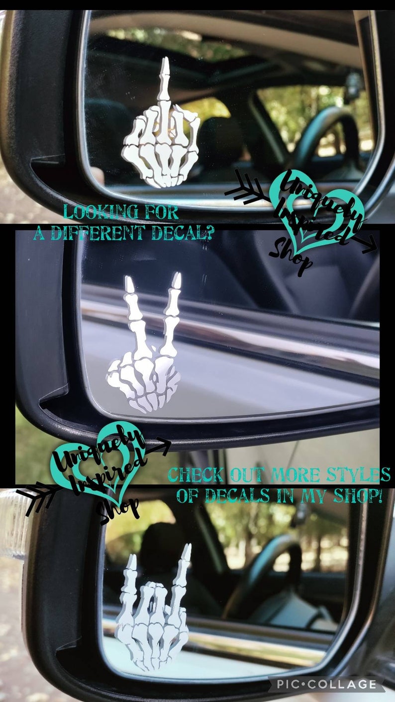 Esqueleto Dedo medio Calcomanía del espejo del coche Set o - Etsy México