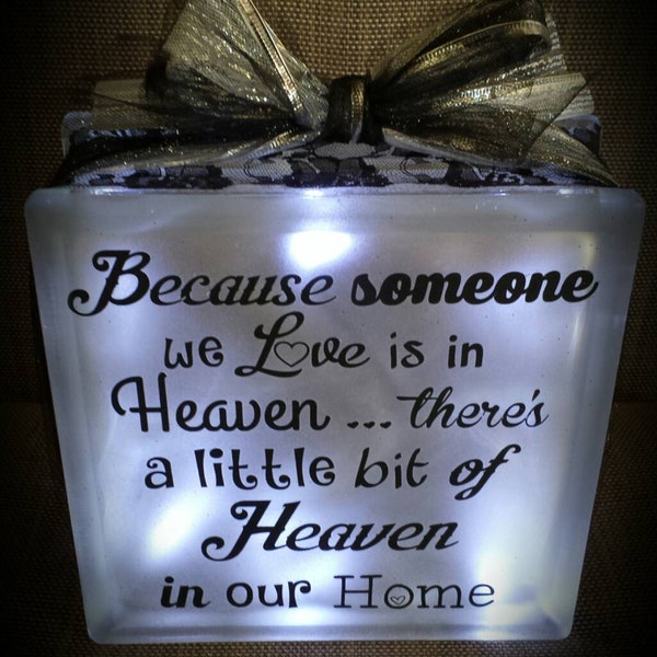 Light Up Glass Block Memorial Etsy