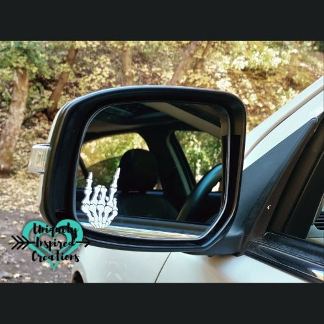 Skeleton Rocker Hand Car Mirror Decals, Set or Left or Right, "rock On ...