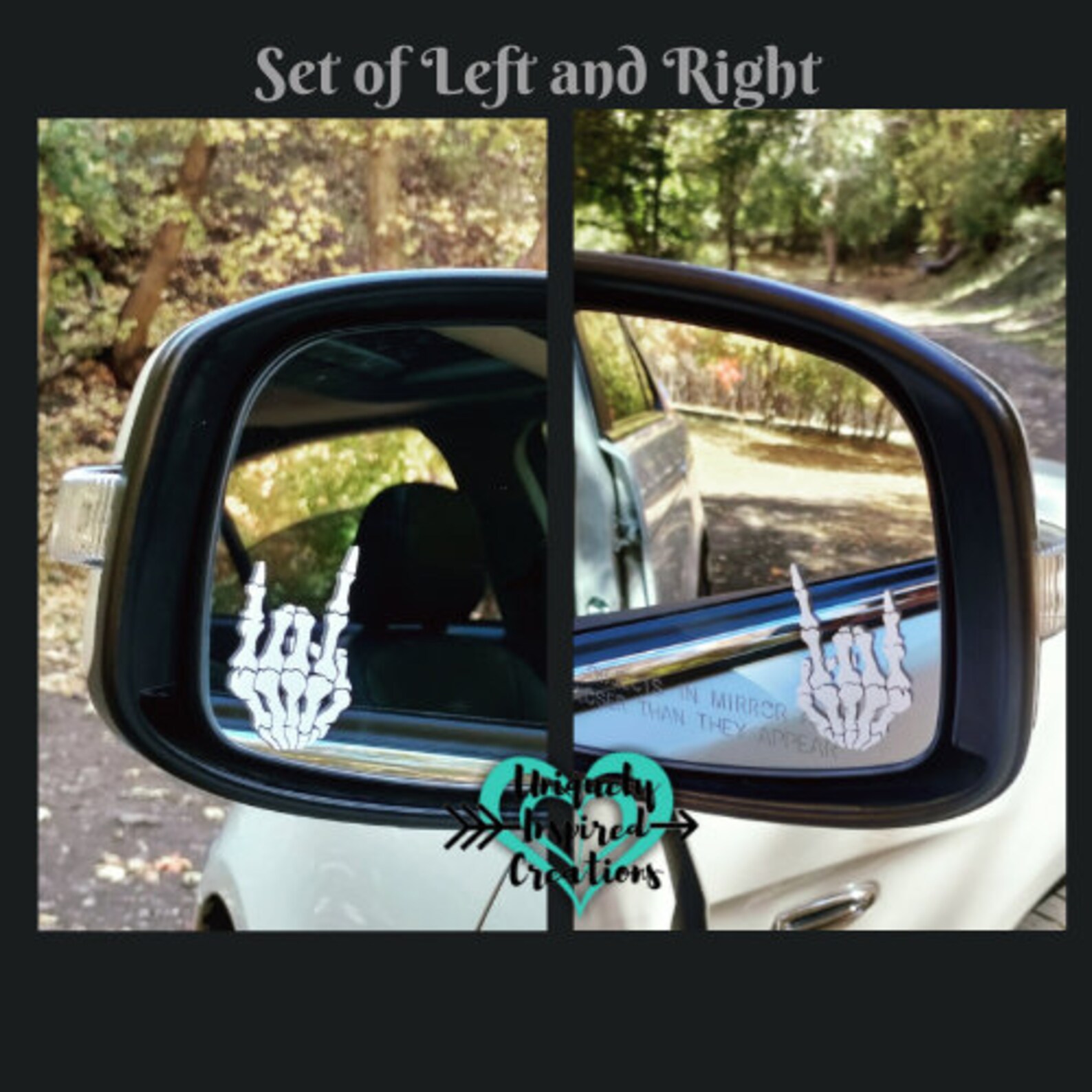 Skeleton Rocker Hand Car Mirror Decals Set or Left or Right | Etsy