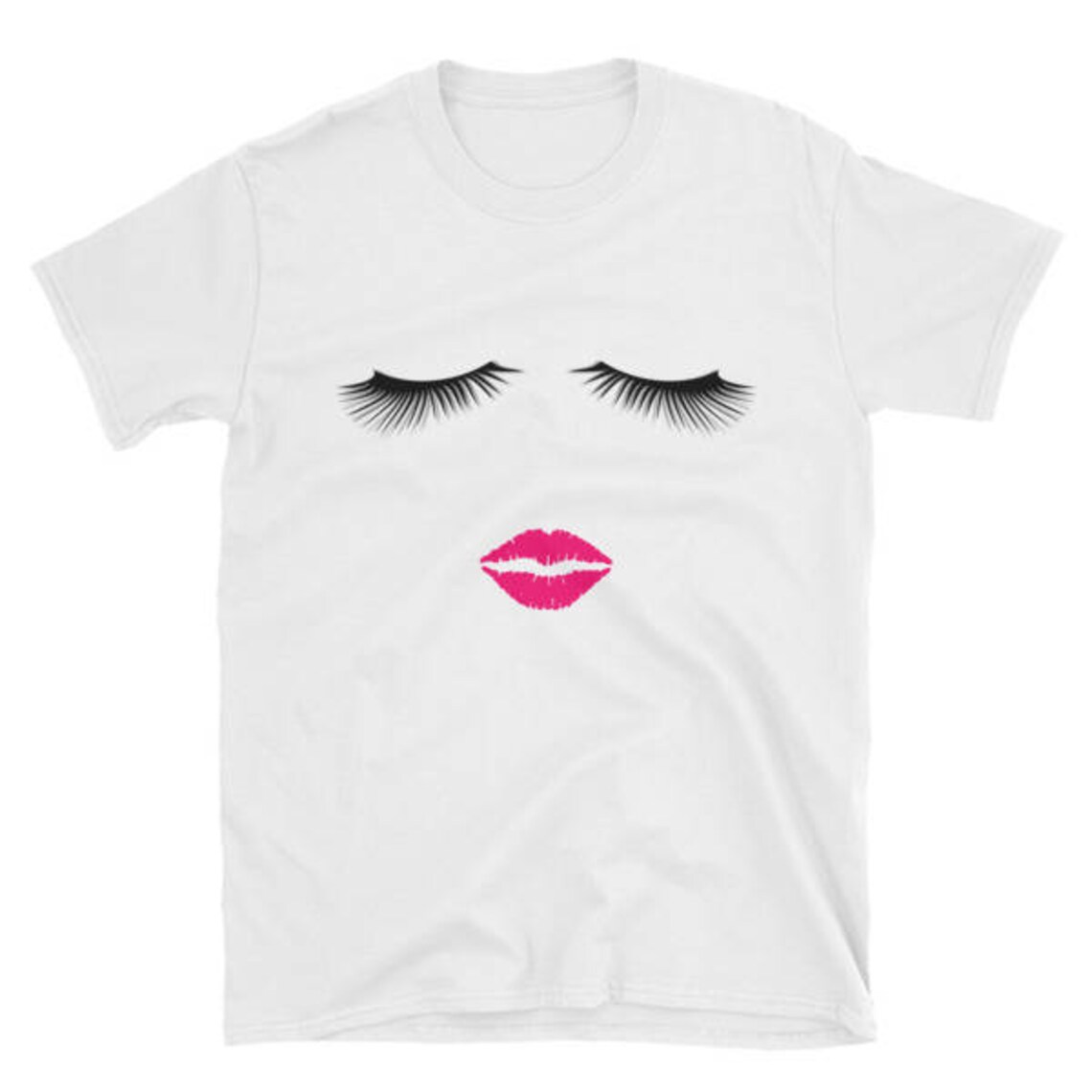 Camiseta Unisex De Lápiz Labial Y Pestañas Etsy