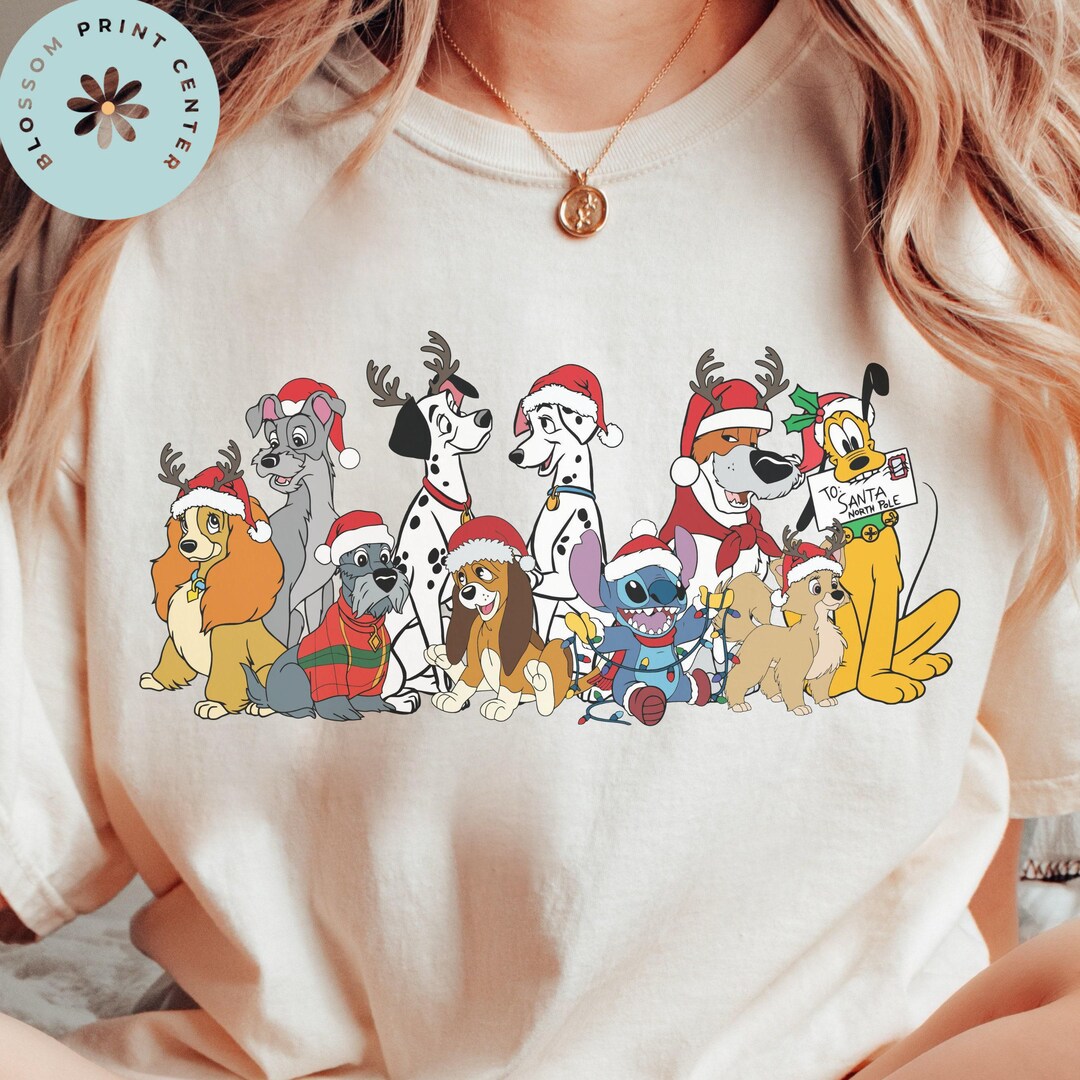 Comfort Color® Disney Dogs Shirt, Dog Christmas T-shirt, Disney Dog Mom ...