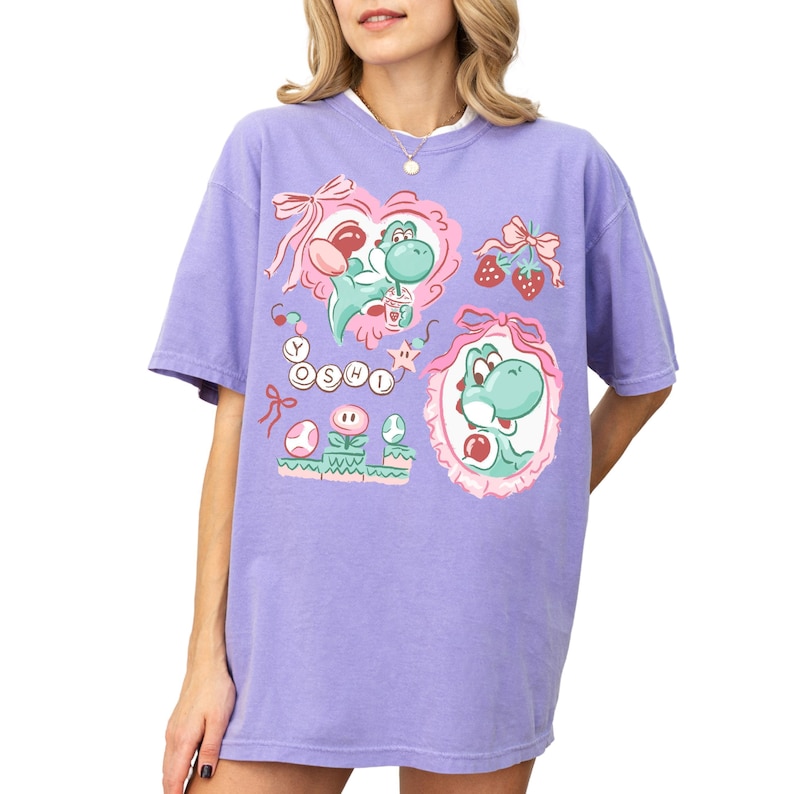Comfort Color® Coquette Bow Mario Yoshi Shirt Mario Womens Shirt ...