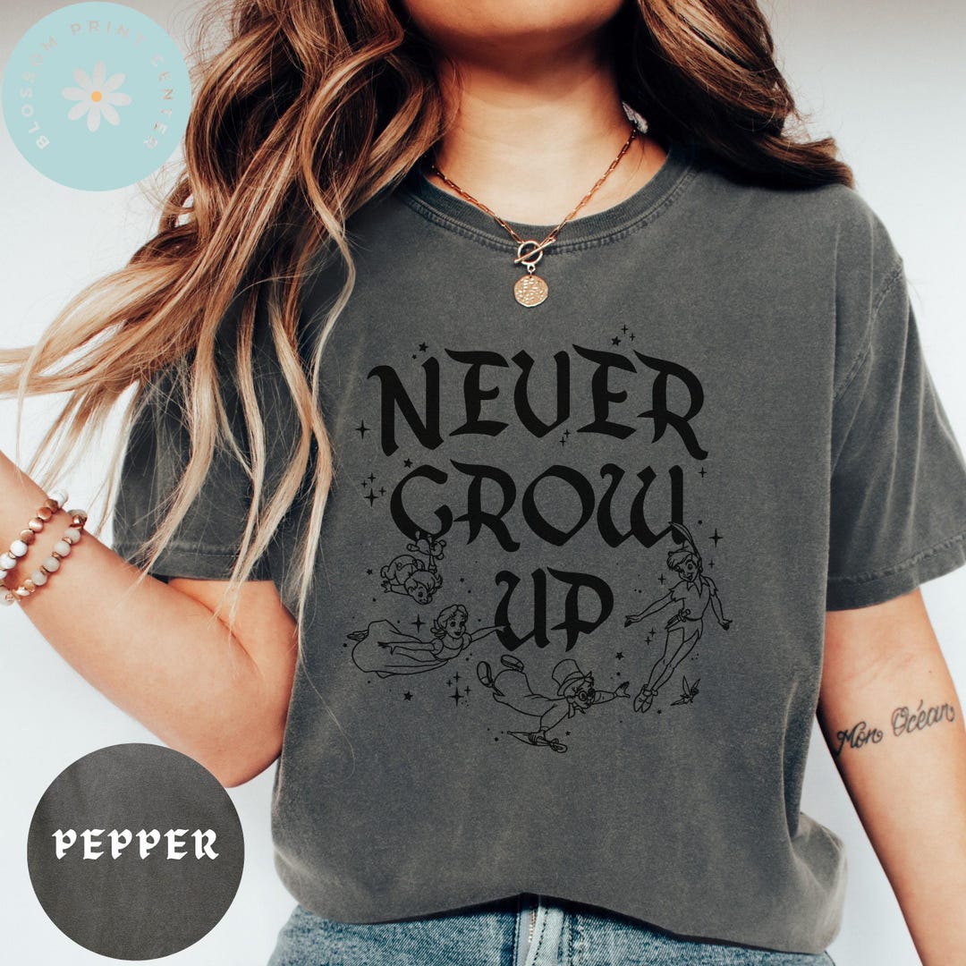 Comfort Color® Retro Disney Peter Pan Never Grow up Shirt, Tinker Bell ...