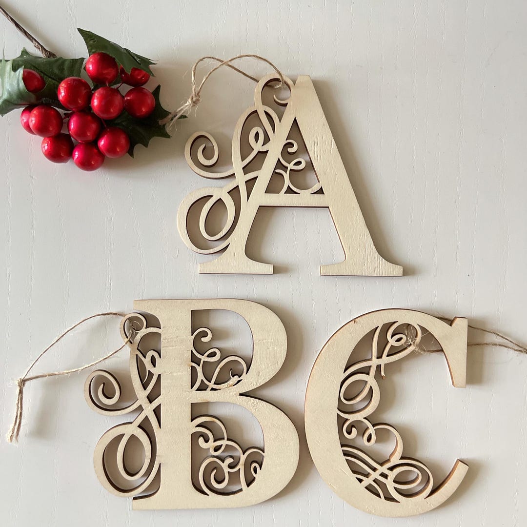Wooden Letter Tags, 4'' Letter Tags, Christmas Ornament, Christmas ...
