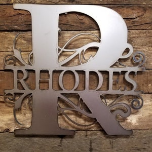 Monogram With Family Name, Personalized, Indoor, Outdoor, Metal Sign ...