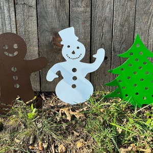 Metal Christmas Garden Stakes, Gingerbread, Trees, Snowman, Winter Yard ...