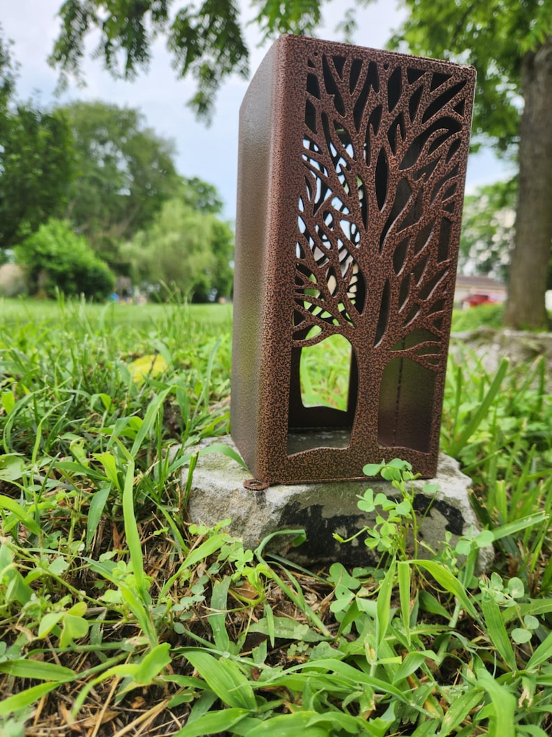 Custom Steel Solar Pathway Light: Tree Design, House Numbers - Etsy