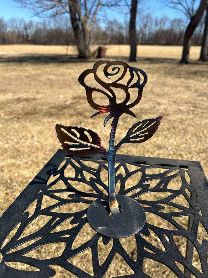 Metal Rose Sculpture, Long Lasting Powder Coated Gift - Etsy
