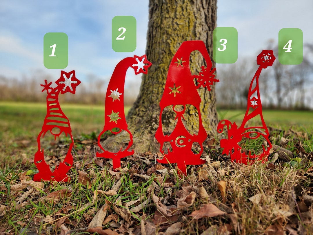 Metal Christmas Garden Gnomes: Holiday Yard Decor, American Made - Etsy