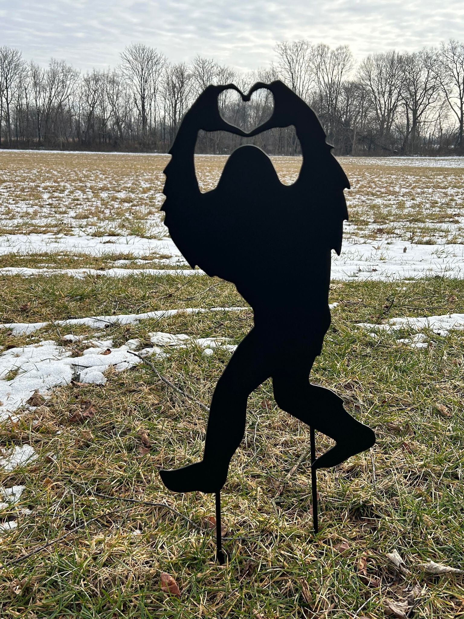 Sasquatch Love Metal Yard Art: Bigfoot Heart Sign - Etsy