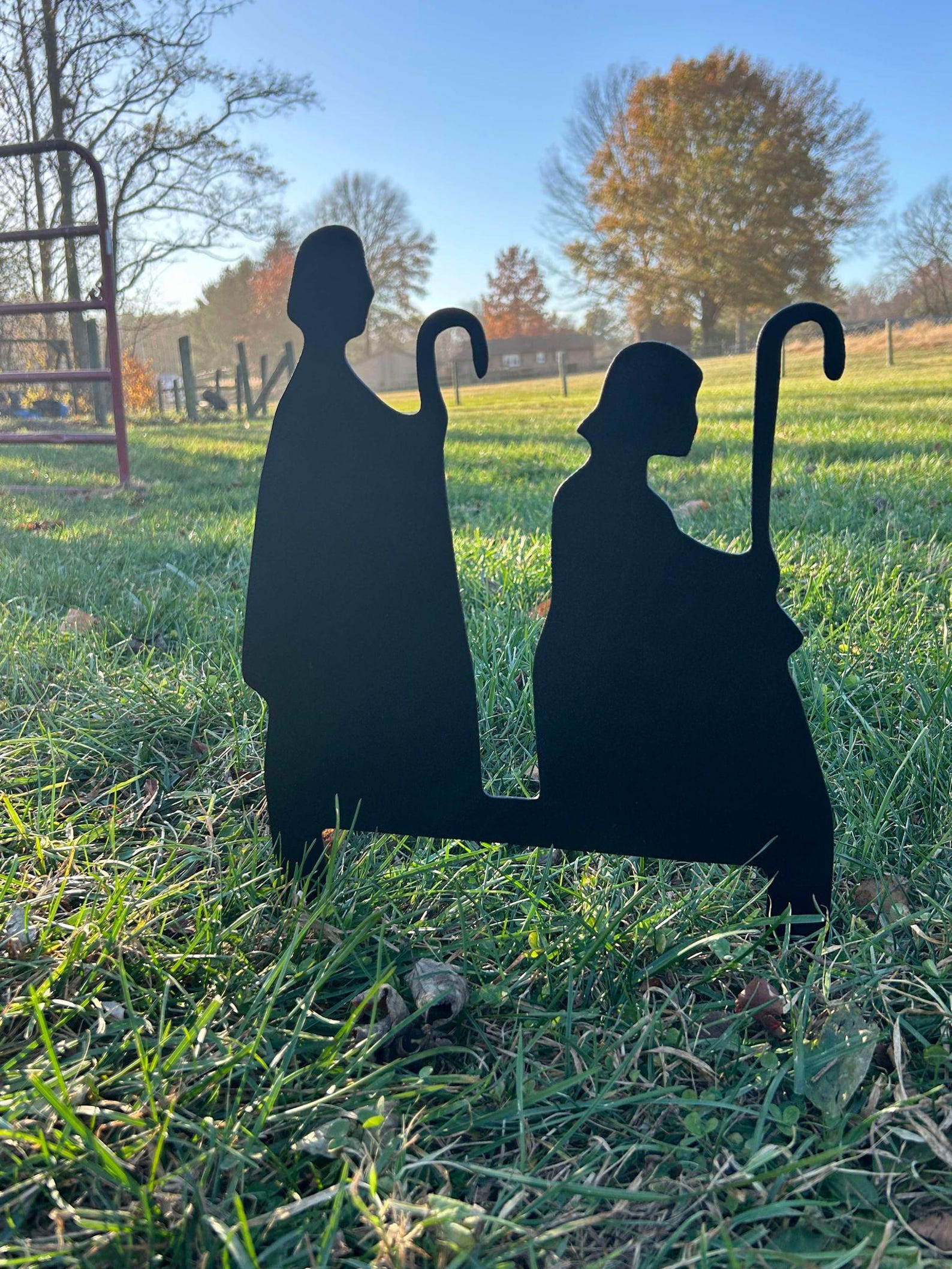 Nativity Garden Stake, Manger Scene, Shepherds, Animals, Wisemen, Metal ...