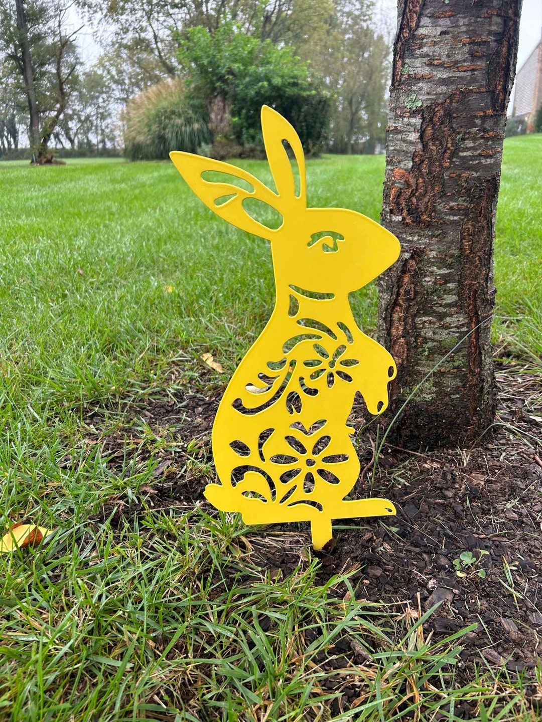 Metal Bunny Garden Stake: Fancy Rabbit Yard Art, 22-inch - Etsy