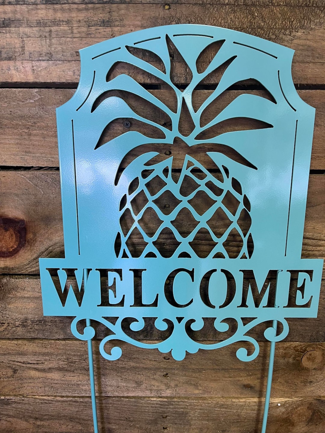 Metal Pineapple Welcome Sign, Garden Stake - Etsy