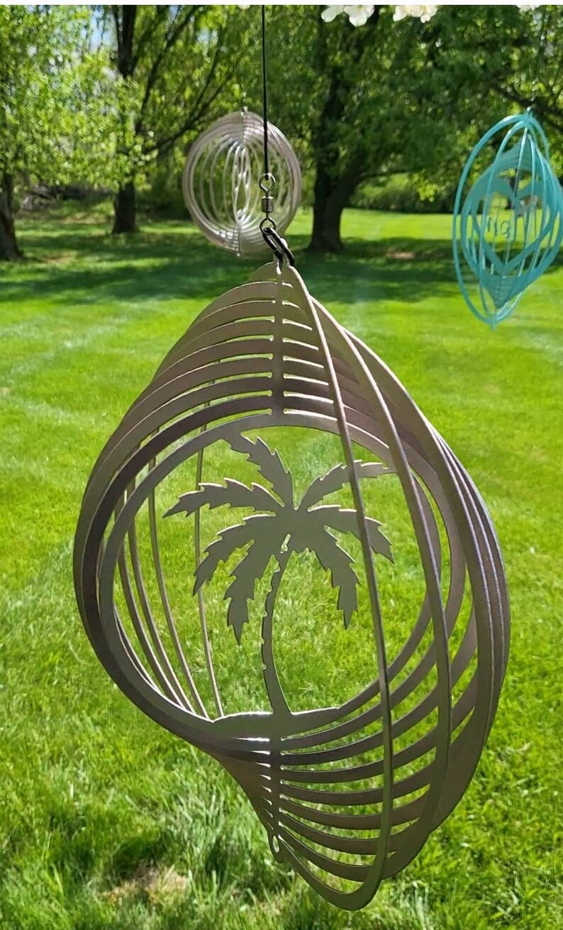 12 Metal Palm Tree Wind Spinner Metal Yard Art Porch - Etsy