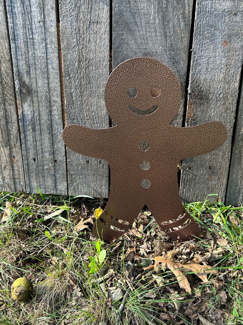 Metal Christmas Garden Stakes, Gingerbread, Trees, Snowman, Winter Yard ...