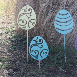 Metal Easter Egg Garden Decor: Powder Coated Yard Art - Etsy
