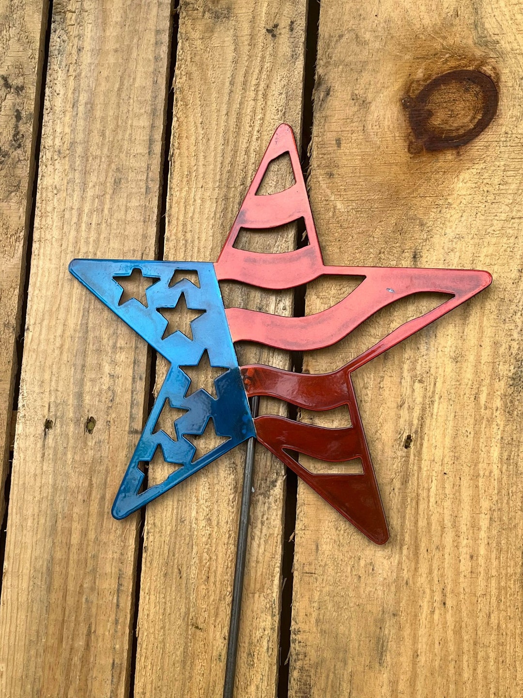 Star Shaped Metal Flag Made in the USA, Garden Stake - Etsy
