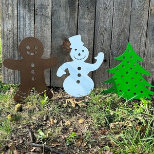Metal Christmas Garden Stakes, Gingerbread, Trees, Snowman, Winter Yard ...