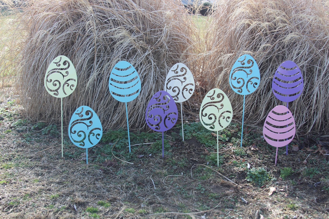 Easter Egg Metal Garden Decor, Easter Egg Yard Decorating - Etsy