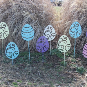 Easter Egg Metal Garden Decor, Easter Egg Yard Decorating - Etsy