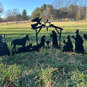 Nativity Garden Stake, Manger Scene, Shepherds, Animals, Wisemen, Metal ...