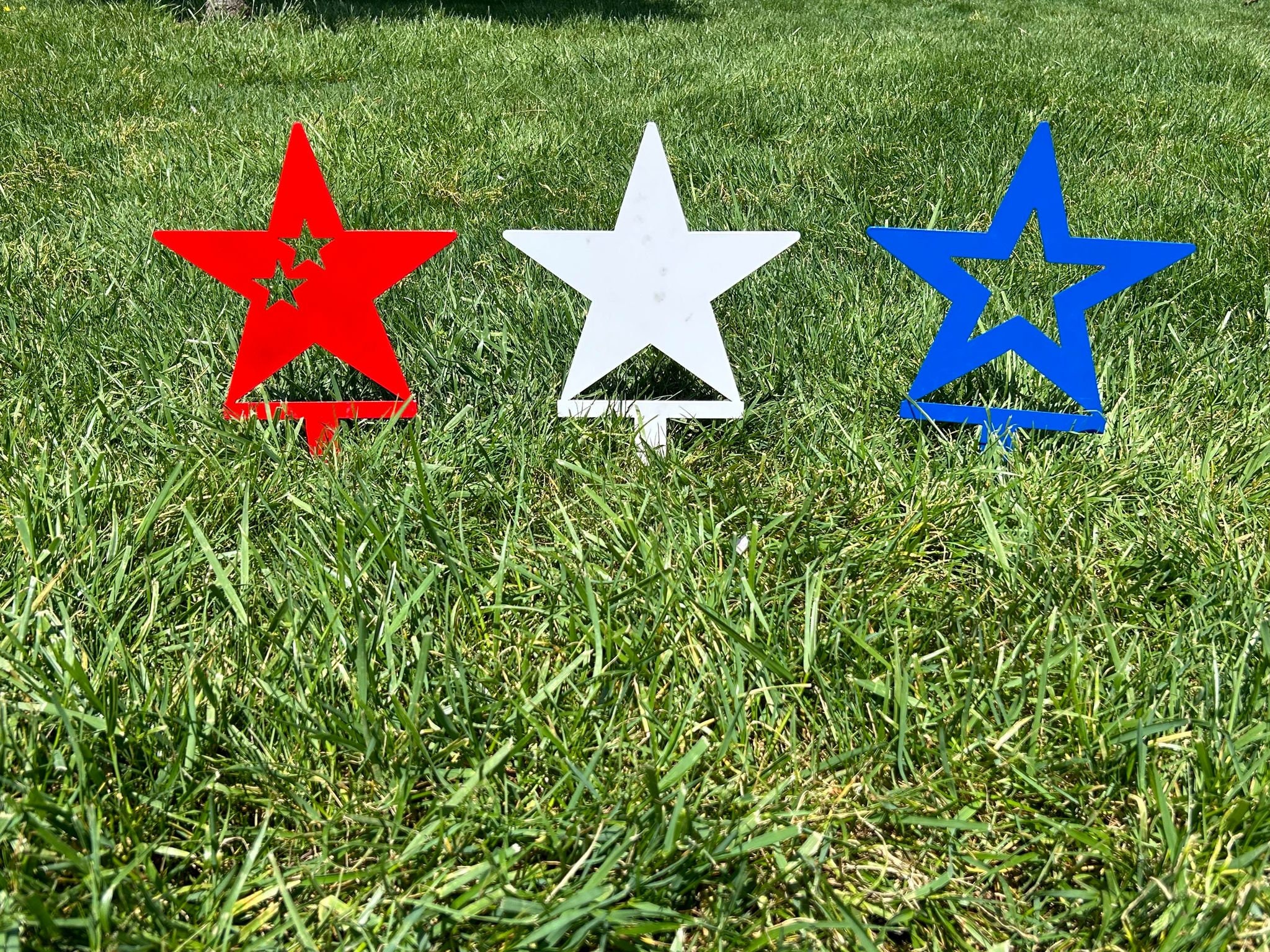 Red, White and Blue Garden Stake, Stars, USA, America, Metal - Etsy